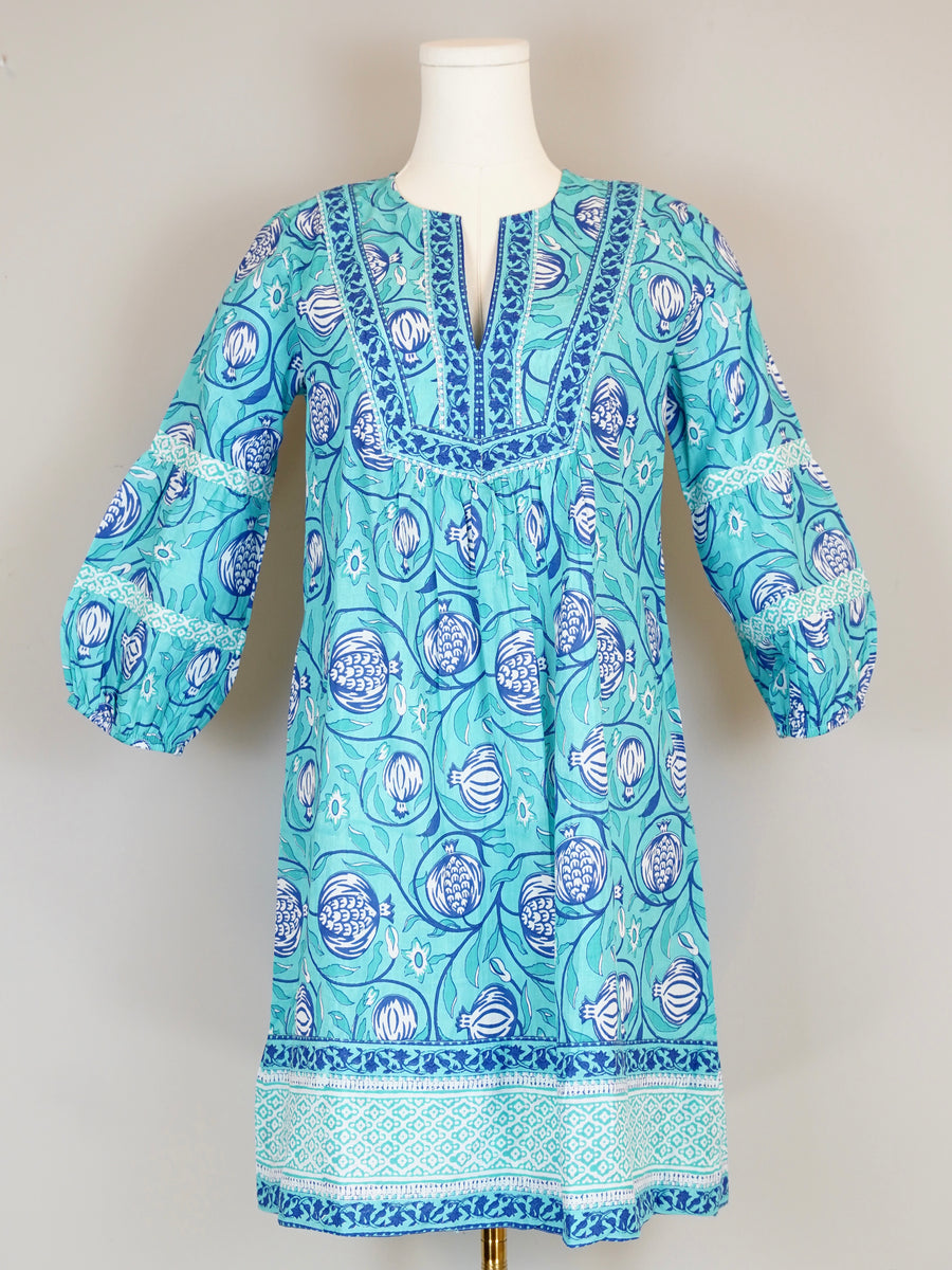 Jordan Dress - Pomegranate-Capri Turquoise – La Plage