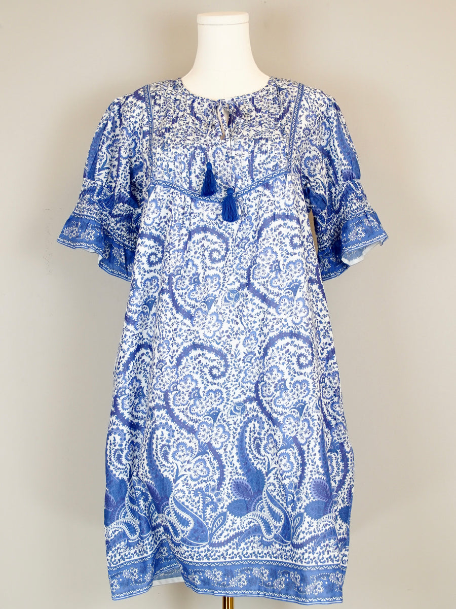 Celerie Dress - Effiervescent Paisley - White/Blue/Navy – La Plage