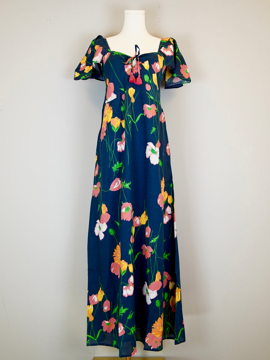 Aloha Maxi Dress- Falling Floral- Navy/Multi – La Plage
