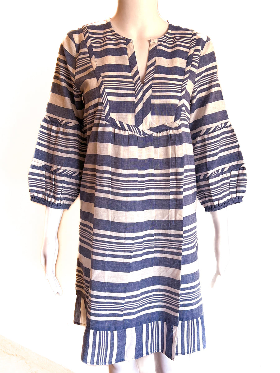 Jordan Dress- Woven Stripes- Navy/White – La Plage